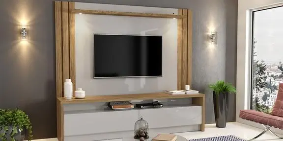 Suporte para TV em painel de madeira